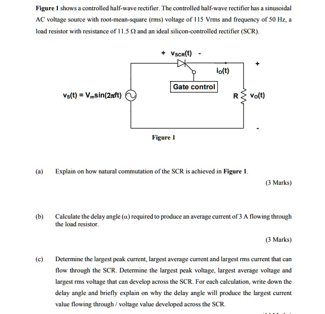 SOLVED: Figure 1 shows a controlled half-wave rectifier. The controlled half-wave rectifier has ...