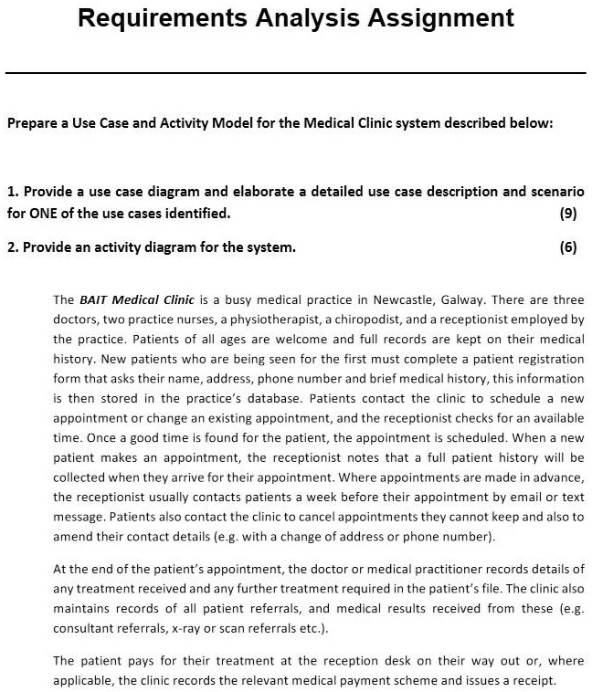 SOLVED: Requirements Analysis Assignment Prepare a Use Case and ...