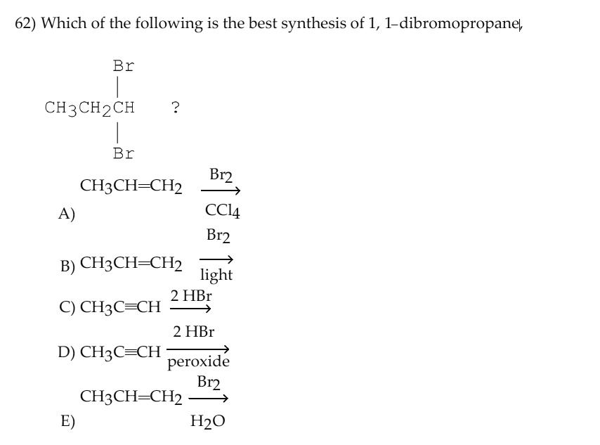 SOLVED: Which of the following is the best synthesis of 1,1 ...