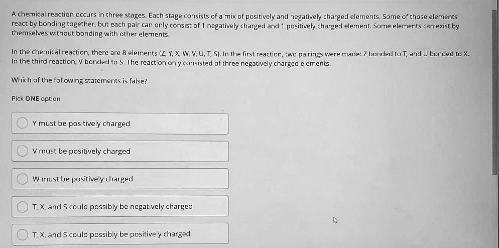 a chemical reaction occurs in three stages each stage consists of a mix ...
