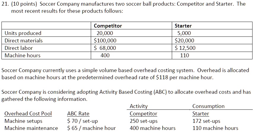 SOLVED: a.) What is the overhead cost allocation to each product using ...
