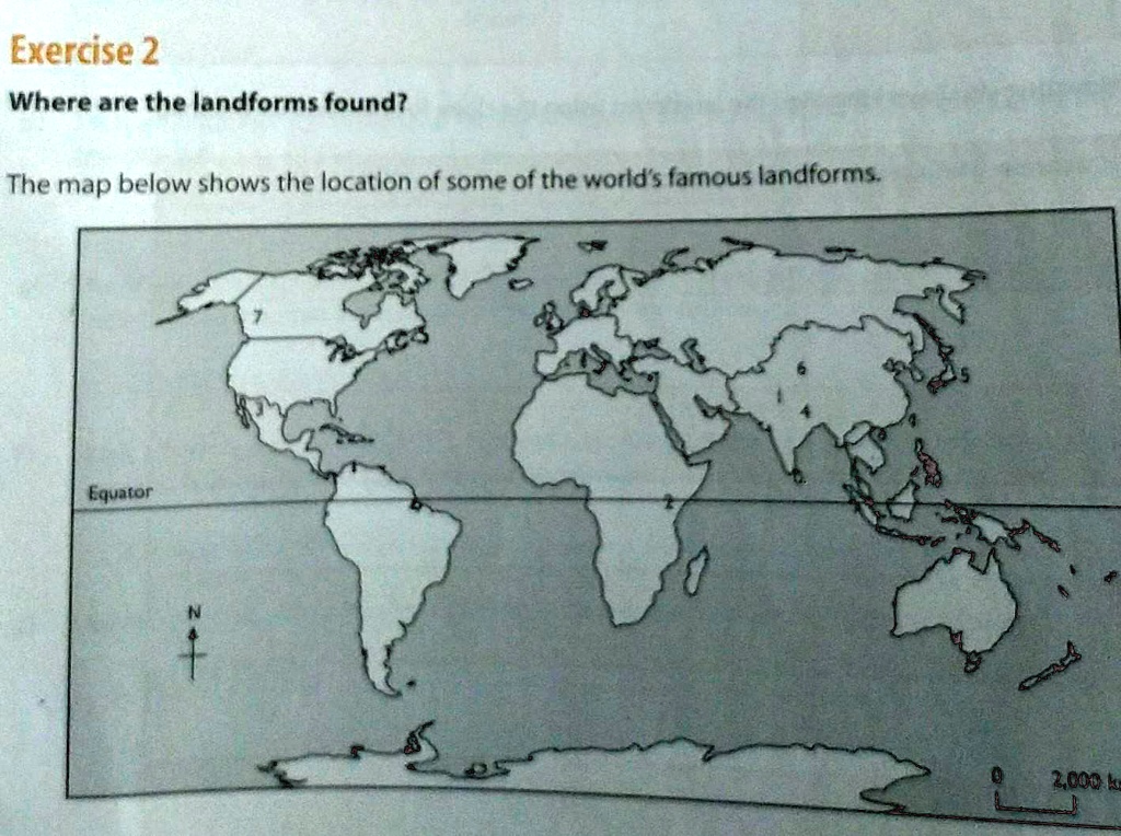 Exercise 2: Where are the landforms found? The map below shows the ...