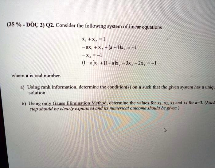 35 doc 2 q2 consider the following system of linear equations where a is real number x1 x2 1 ax1 ...