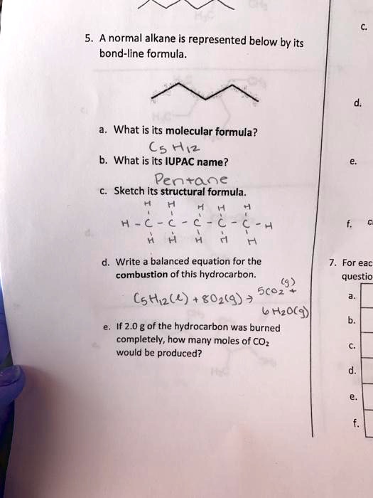 SOLVED: A normal alkane is represented below by its bond-line formula ...