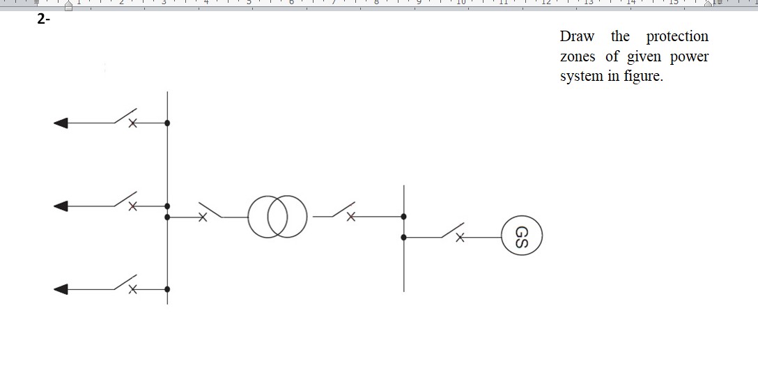 2- Draw the protection zones of given power system in figure.