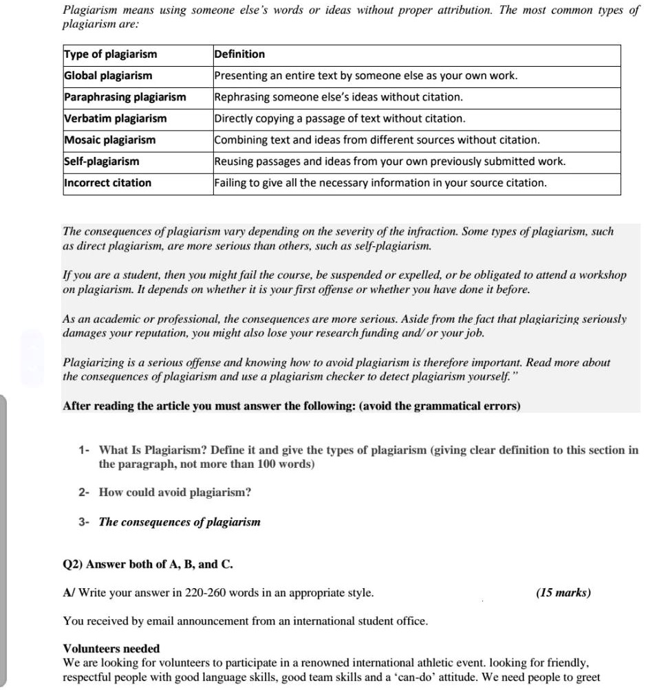 Plagiarism means using someone elses words or ideas without...