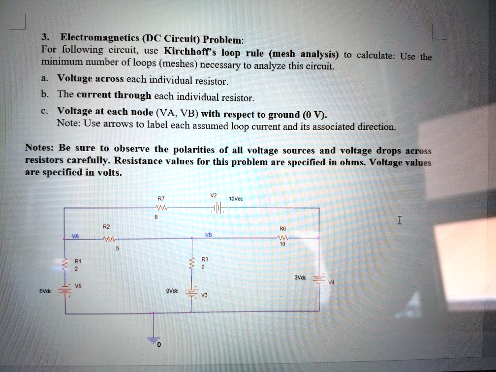 3electromagneticsdc circuitproblem for following circuit use kirchhoffs loop rule mesh analysis ...