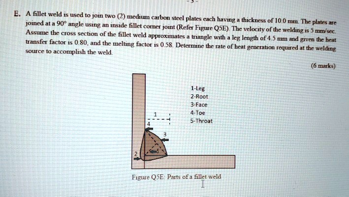 SOLVED: Manufacturing Process A fillet weld is used to join two medium ...