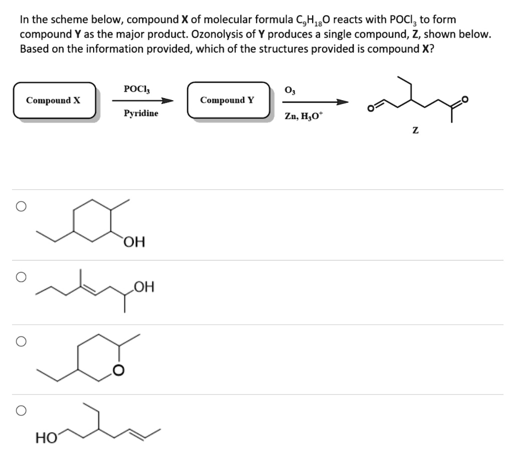 SOLVED: In the scheme below, compound X of molecular formula CgH18O ...