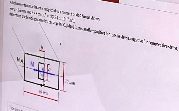 a hollow rectangular beam is subjected to a moment of 464 nm as shown ...