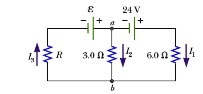 SOLVED: In the circuit of the figure below, the current I1 is 1.6 A and the values of and R are ...