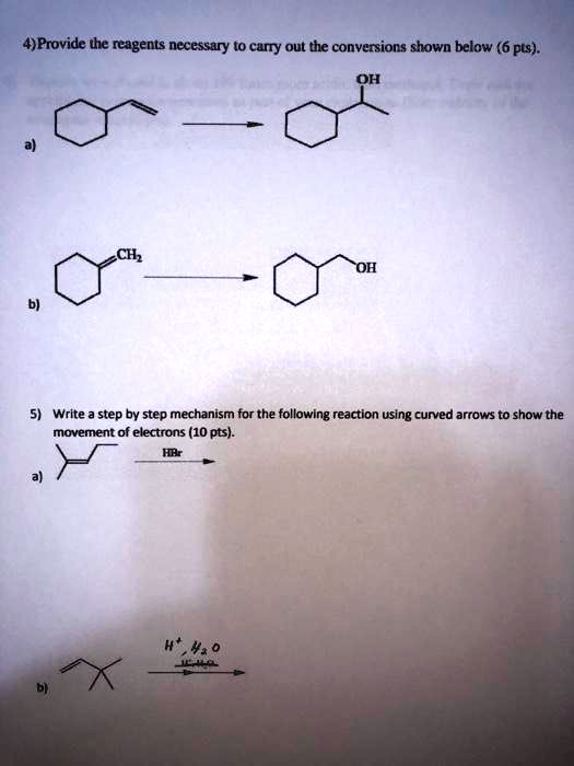 4provide the reagents necessary t0 carry out the conversions shown below 6 pts oh oh write step ...