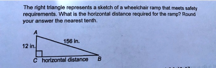 SOLVED: The right triangle represents a sketch of a wheelchair ramp ...