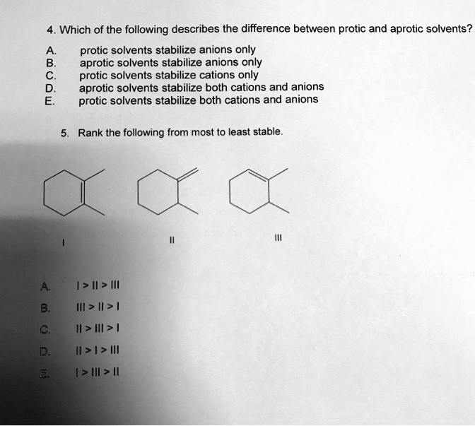 SOLVED: Which of the following describes the difference between protic ...