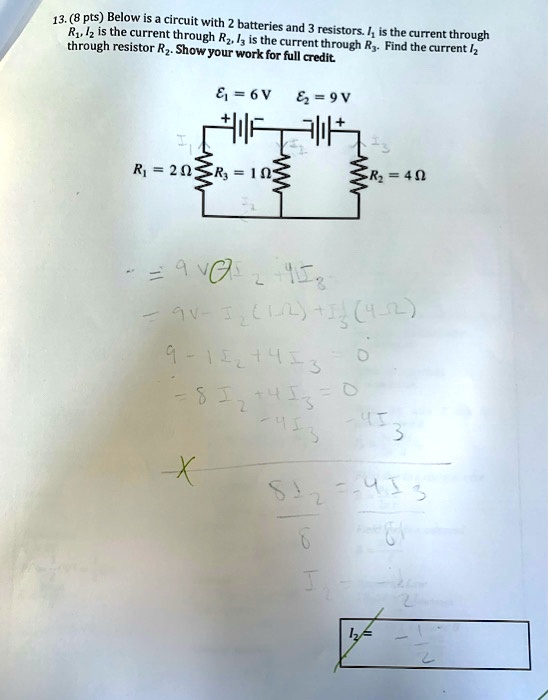 SOLVED: 13. (8 pts) Below is circuit with Rz, Iz is the batteries and current through Rz Iz is ...