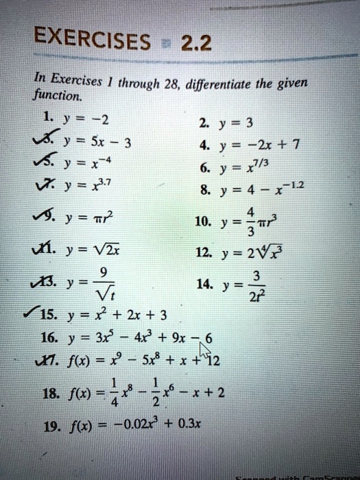 [GET ANSWER] exercises 22 in exercises 1 through 28 differentiate the given function 1y 2 2 y 3 ...