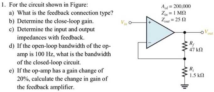 SOLVED: For the circuit shown in Figure: a) What is the feedback connection type? b) Determine ...
