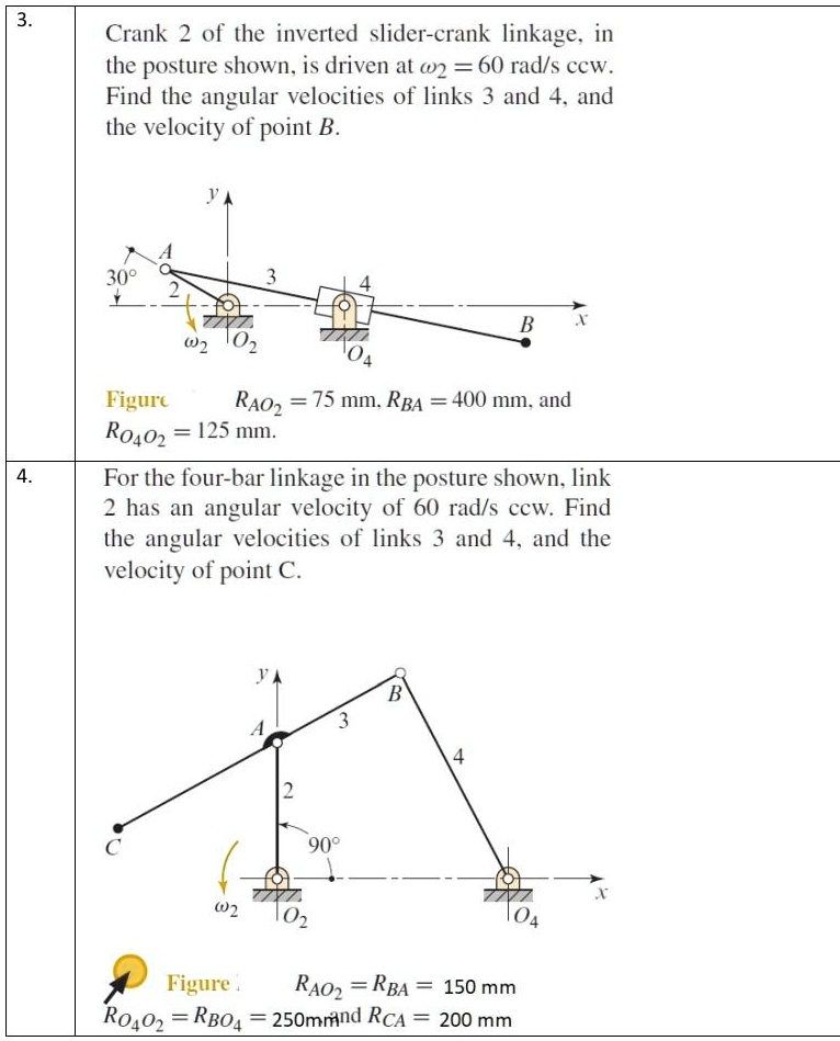 SOLVED: Texts: Find these solutions only by analytical method. 3. Crank 2 of the inverted slider ...