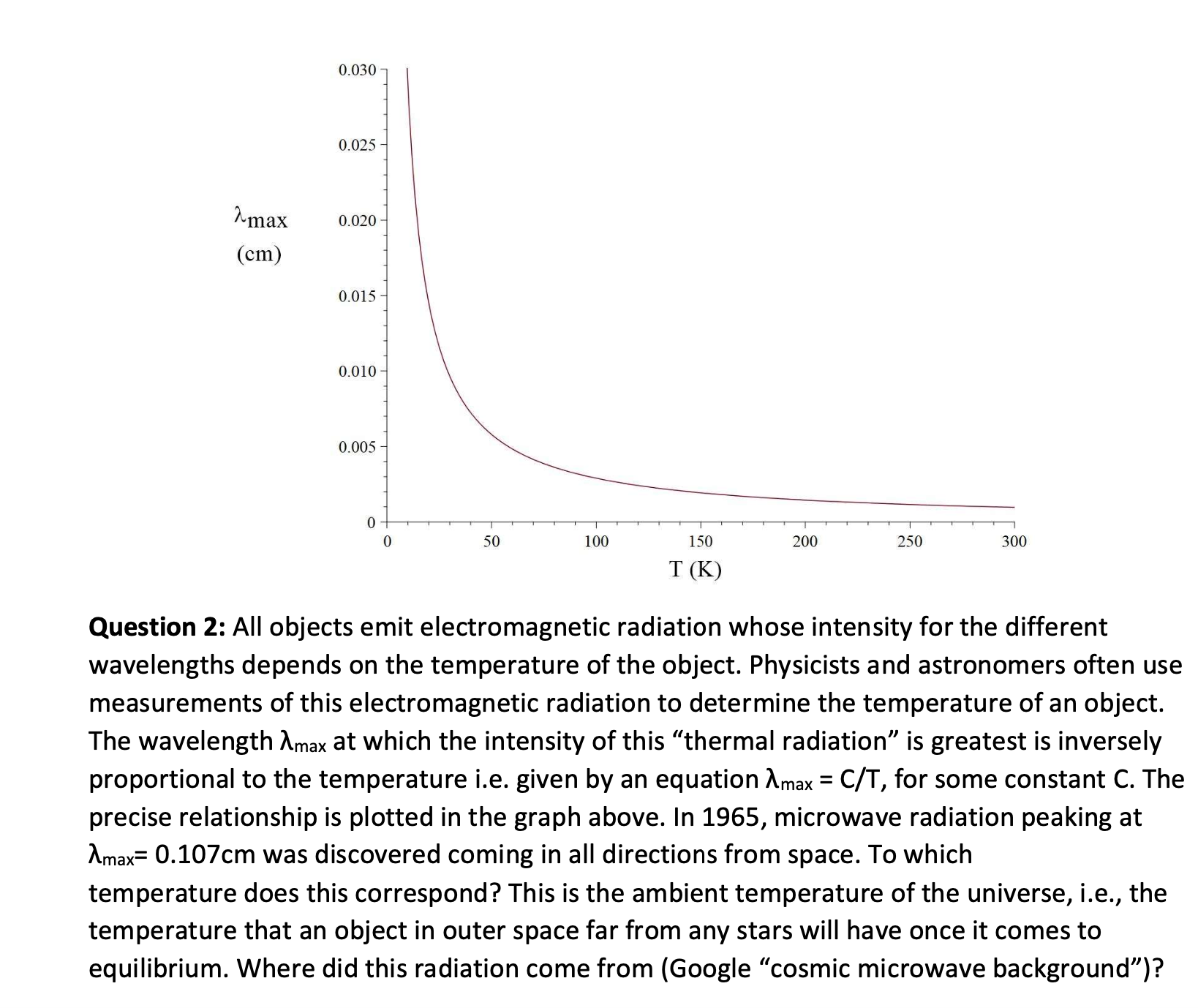 question 2 all objects emit electromagnetic radiation whose intensity ...