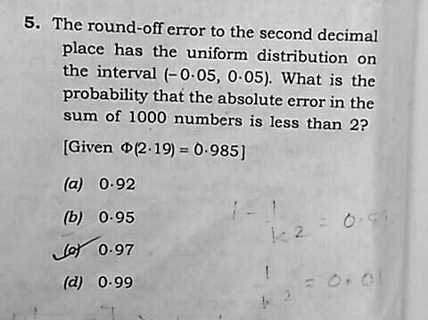 SOLVED: 5. The round-off error to the second decimal place has the ...