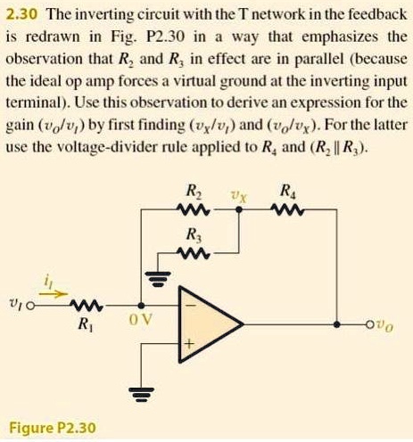 SOLVED: 2.30 The inverting circuit with the T-network in the feedback ...