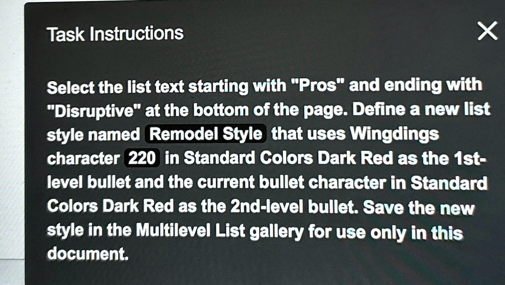 Task Instructions X Select the list text starting with "Pros" and ...