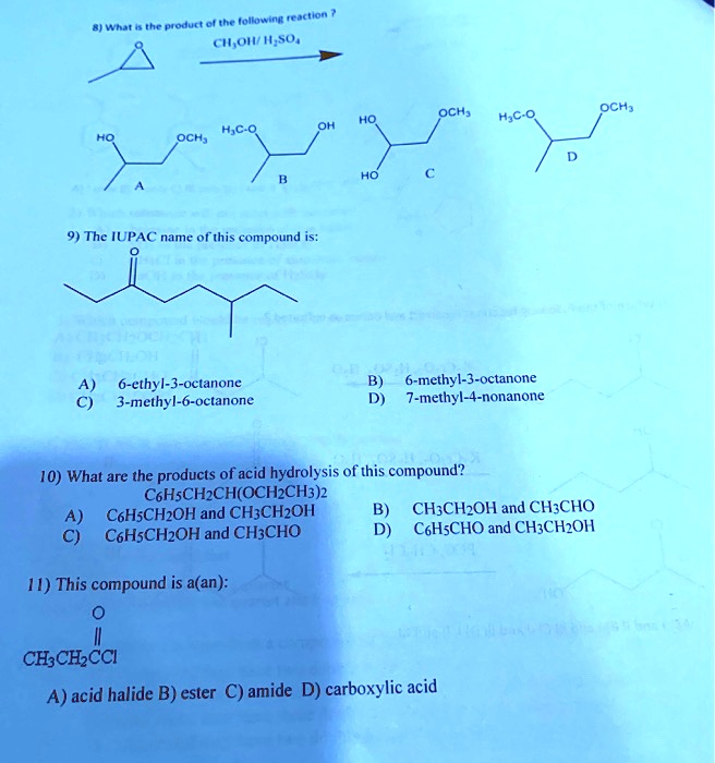 SOLVED: Veecon product of the following CH3COCH2CH2OH, CH3SO3H, OCH3 ...