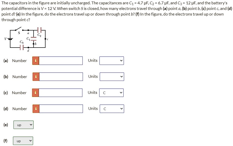 The capacitors in the figure are initially uncharged. The capacitances ...