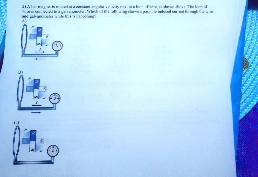 SOLVED: 2) A bar magnct is rotated at a constant angular velocity next (0 Ioop ol wire US shown ...