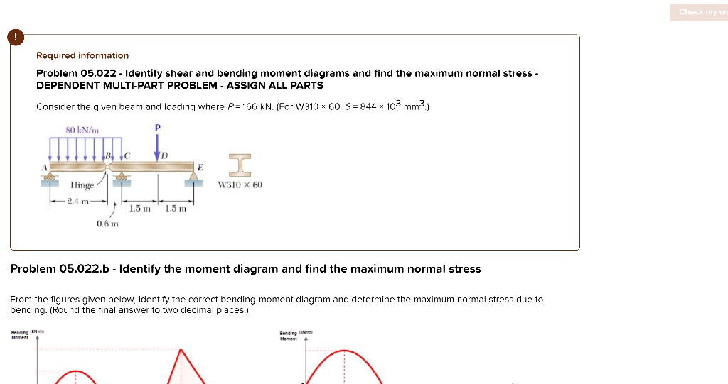 SOLVED: Required information Problem 05.022 - Identify shear and bending moment diagrams and ...
