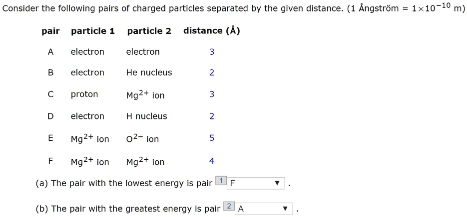 [get Answer] Consider The Following Pairs Of Charged Particles