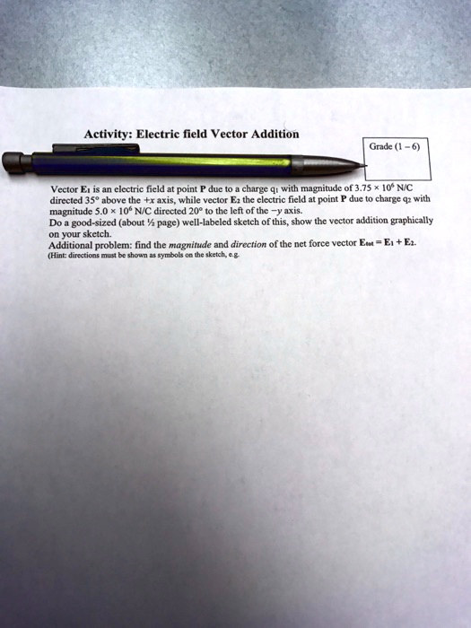 SOLVED: Activity:Electric field Vector Addition Grade (1 -6) Vector E ...