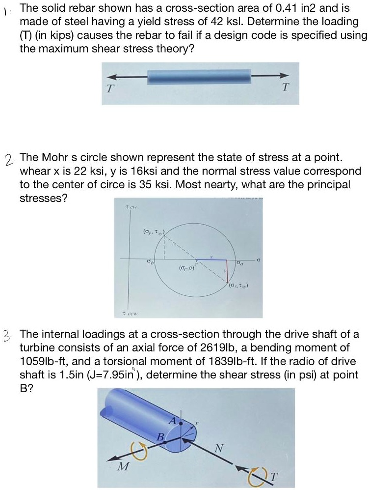 SOLVED: The solid rebar shown has a cross-sectional area of 0.41 in^2 ...
