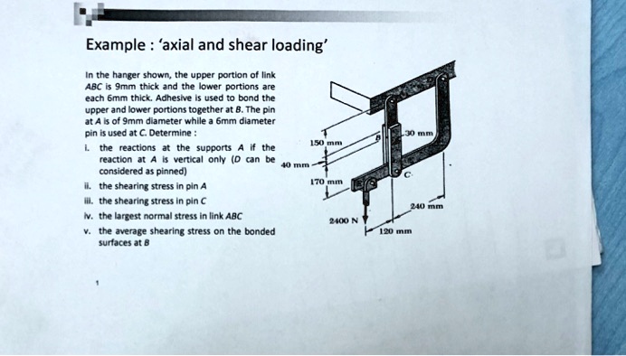 SOLVED: Titlewithtopic: Analysis of Axial and Shear Loading in a Hanger