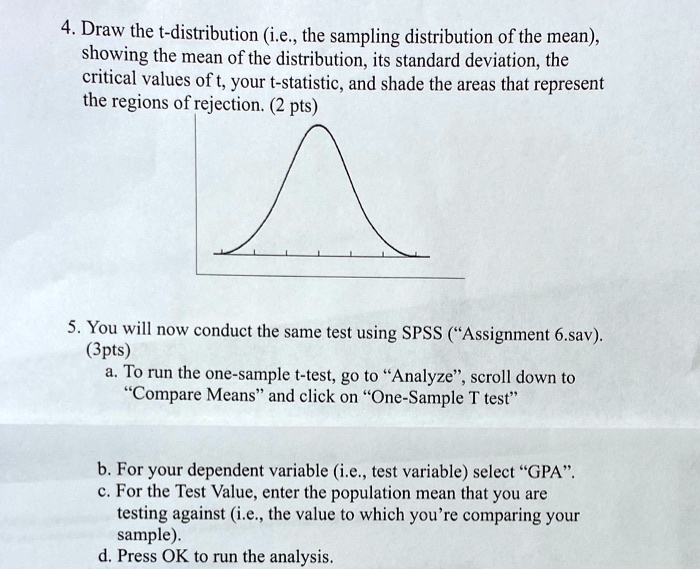 SOLVED: 4. Draw the t-distribution (i.e., the sampling distribution of ...