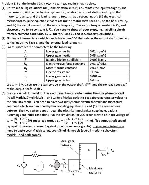 texts problem 1 for the brushed dc motorgearhead model shown below 1 derive modeling equations ...