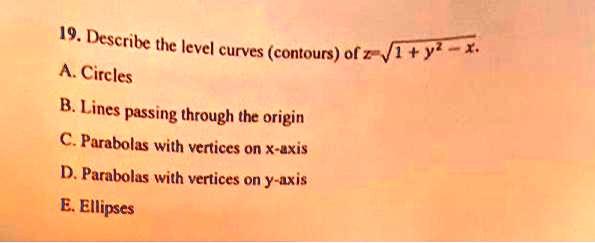 SOLVED: A.Circles B. Lines passing through the origin C.Parabolas with vertices on x-axis D ...