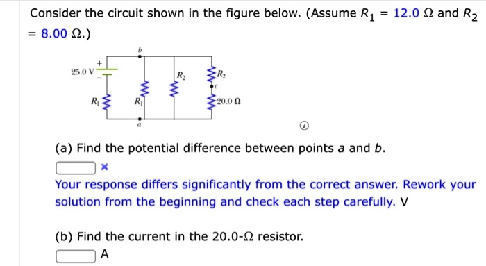 SOLVED: Consider the circuit shown in the figure below. (Assume R1 12.0 0 and R2 8.00 .) 21.0 ...