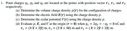 SOLVED: 1. Point charges qqz and q are located at the points with position vector rr and r ...