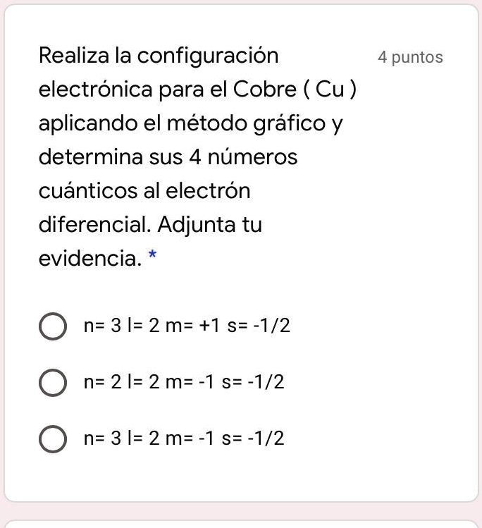 SOLVED: Realiza la configuración electrónica para el Cobre ( Cu ... SOLVED: Realiza la configuración electrónica para el Cobre ( Cu ...