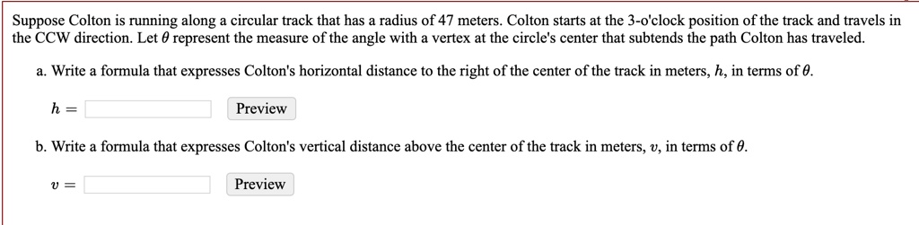 SOLVED: Suppose Colton is running along circular track that has radius ...