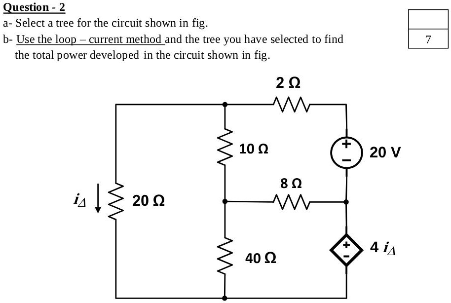 SOLVED: Question 2a - Select a tree for the circuit shown in Figure ...