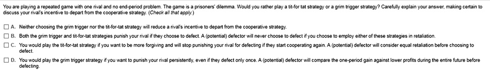 SOLVED: You are playing a repeated game with one rival and no end ...
