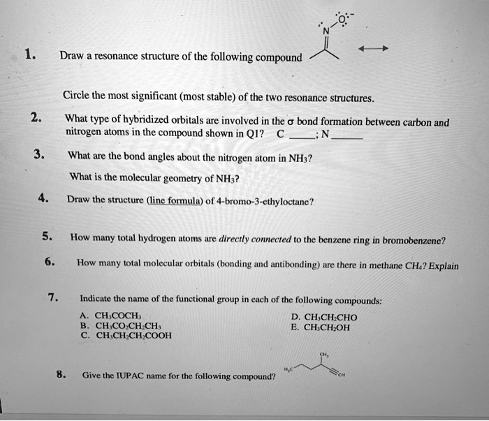 SOLVED: Draw resonance structures of the following compound. Circle the ...
