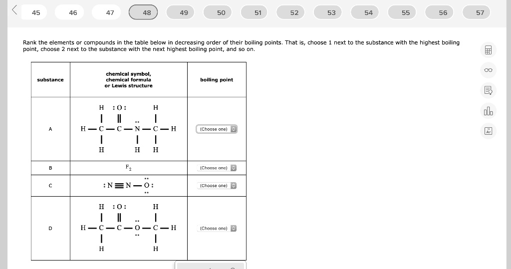 rank the elements compounds in the table below in decreasing order of ...