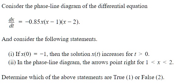 conisder the phase line diagram of the differential equation 085x6x 1r ...