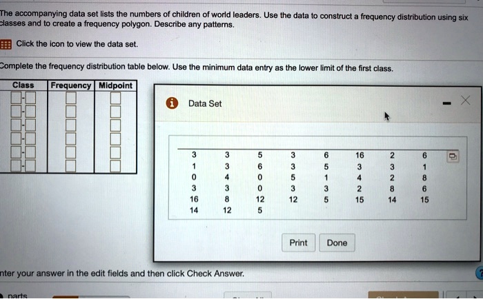 SOLVED: The accompanying data set lists the numbers of children of ...