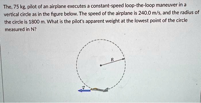 SOLVED: The;, 75 kg, pilot ofan airplane executes constant-speed loop ...