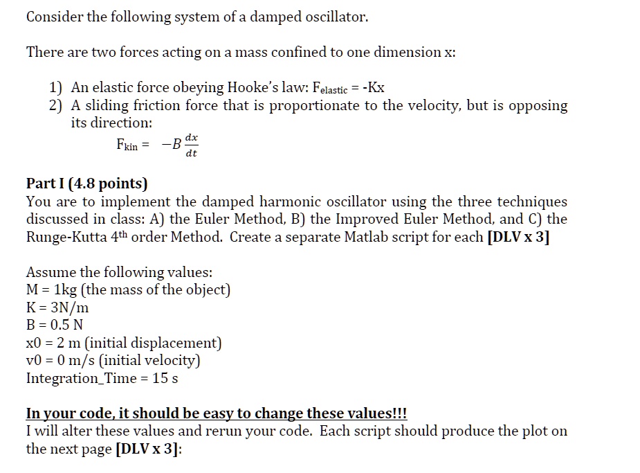 SOLVED: Consider the following system of a damped oscillator. There are two forces acting on a ...