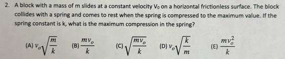 SOLVED: 2. A block with a mass of m slides at a constant velocity V0 on a horizontal ...